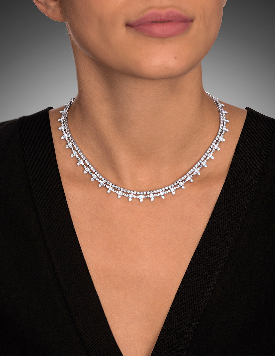 Adaline Diamond Choker Necklace in Rose| Yellow | White Gold | Anna and ...